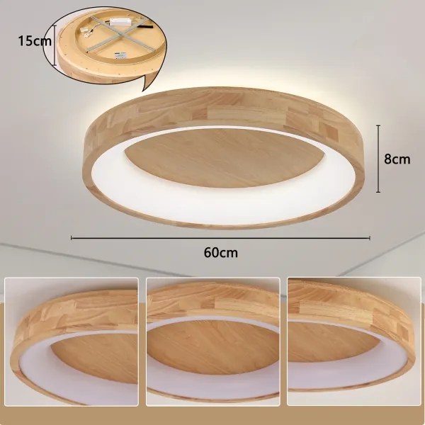 Brilagi-LED Strop. svítidlo FALCON WOOD LED/40W/230V 3000/4000/6000K 60 cm dřevo