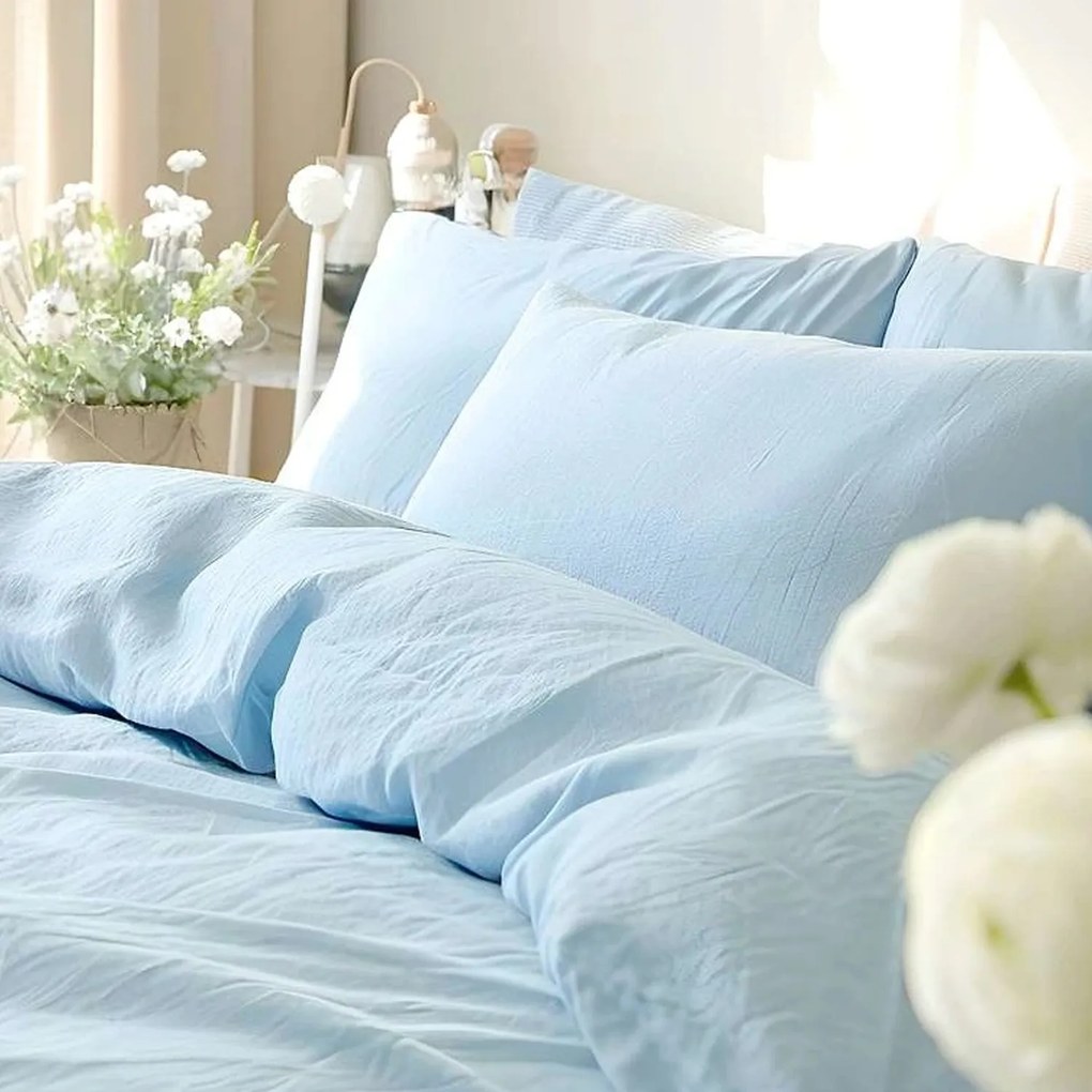 Mušelínové prodloužené povlečení Baby blue Velikost: 140 x 220 + 70 x 90