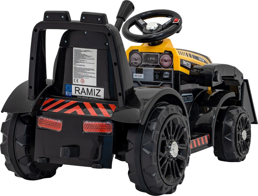 Ramiz Traktor buldozer G320 pro nejmenší děti žlutý + pohyblivá lžíce + melodie + klakson + LED světla