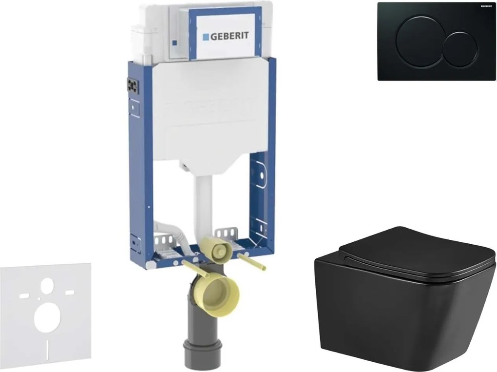 Geberit Kombifix - Set předstěnové instalace, klozetu Arkas I a sedátka softclose, tlačítko Sigma01, černá SANI15CA5509