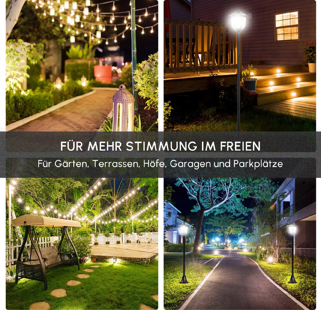Outsunny Solární zahradní lucerna Lantern Path Light s LED 40 lumenů černá 18 x 18 x 160cm | Aosom