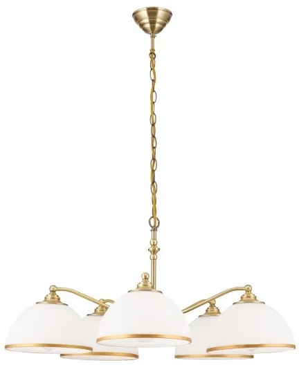 Orion LU 1838/5 - Lustr na řetězu OLD LAMP 5xE27/40W/230V bílá/mosaz