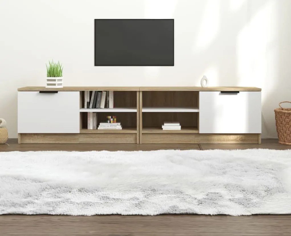 vidaXL TV skříňky 2 ks 80 x 35 x 36,5 cm kompozitní dřevo [811473] Barva: bílá s vysokým leskem