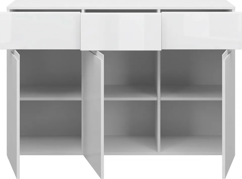 Komoda 3d3s bílý lesk Yolk