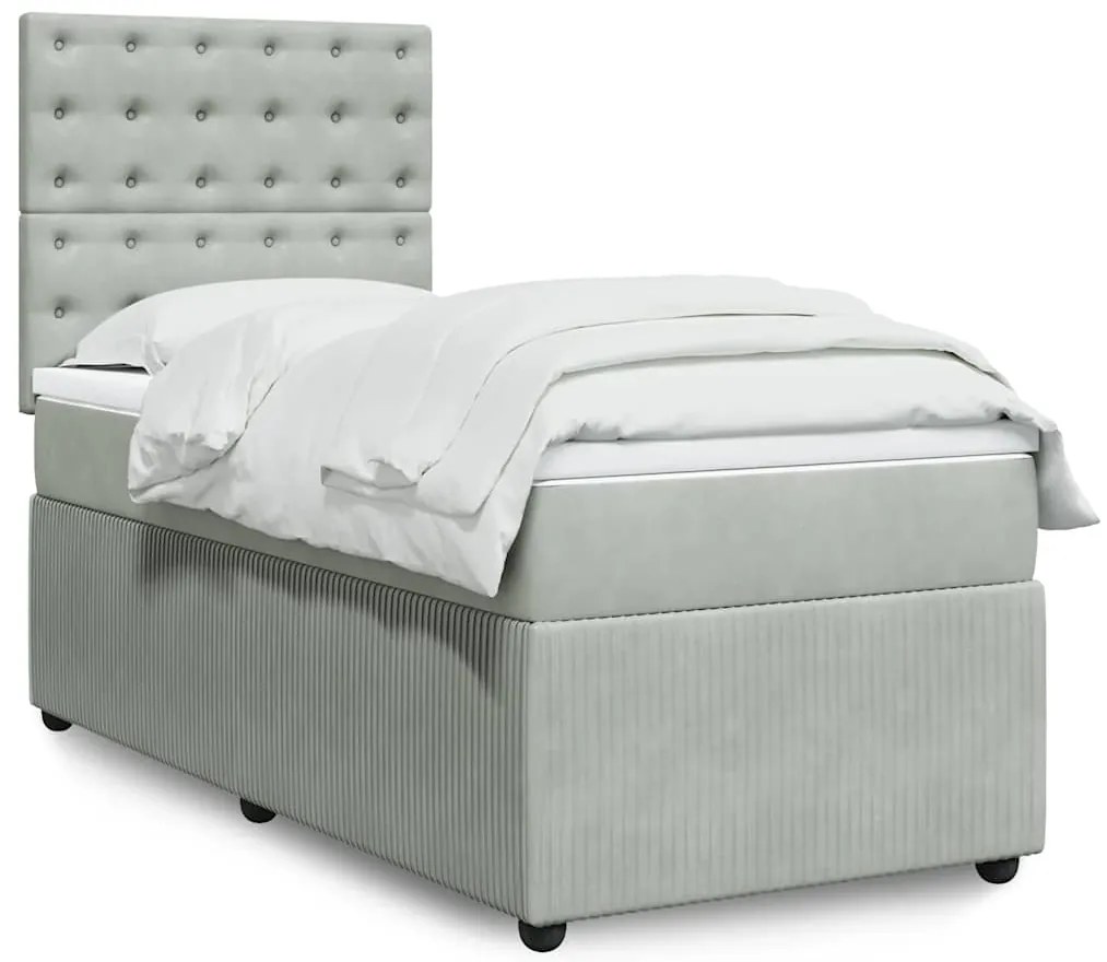 Box spring postel s matrací světle šedá 80 x 200 cm samet 3292202