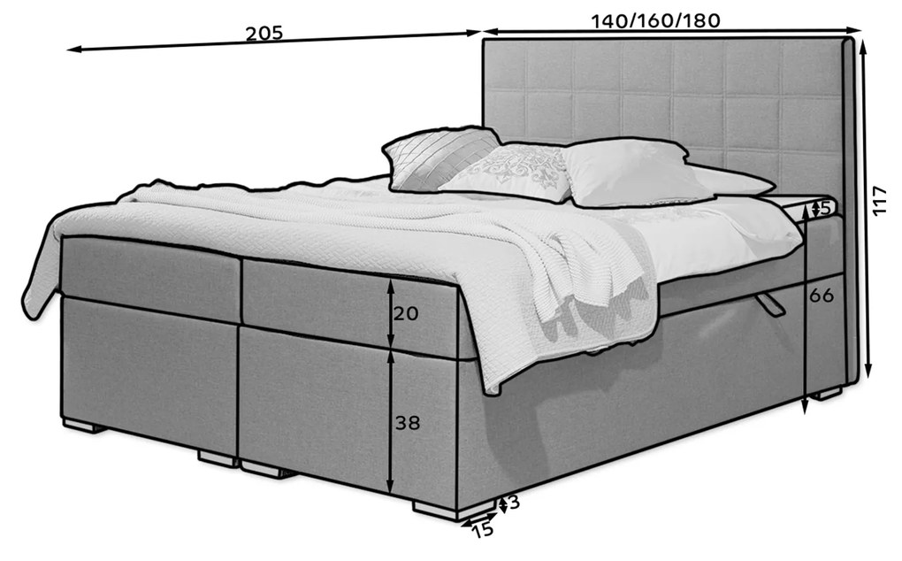 Boxspring Alice 140x200 Materiál / Dekor: Soro 65