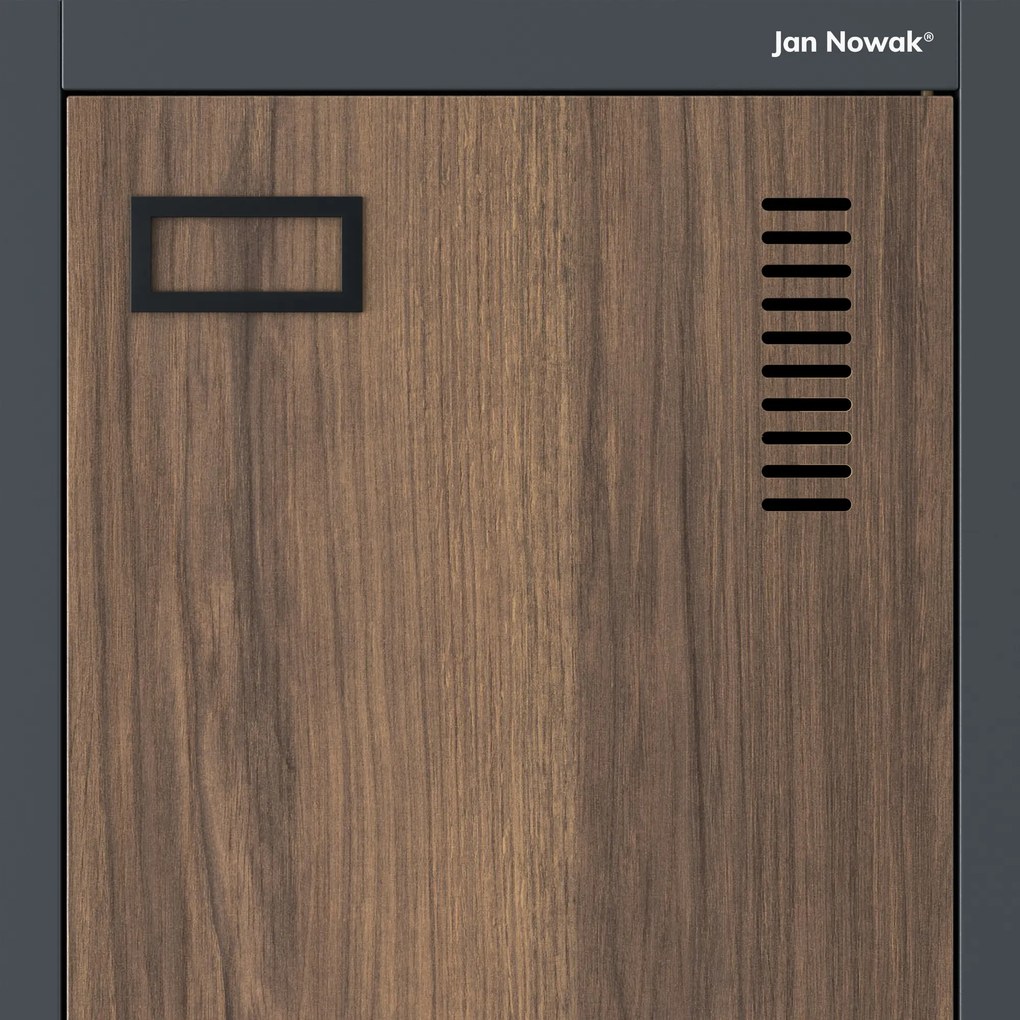 Šatní skříňka pro zaměstnance 4-boxová, antracit/ořech, 800x1800x500 mm: KACPER Eco Design