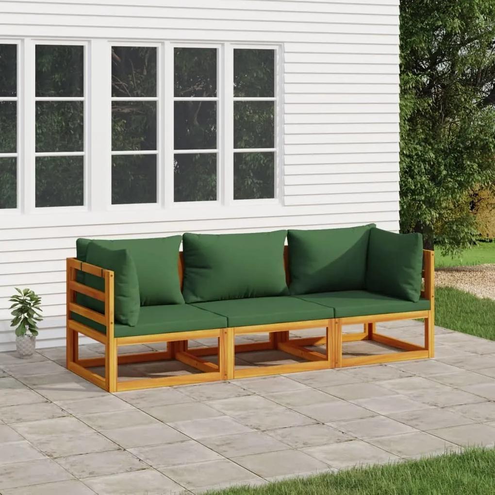 vidaXL 3dílná zahradní sedací souprava podušky masivní dřevo [3155283] Barva polštáře: Světle šedá