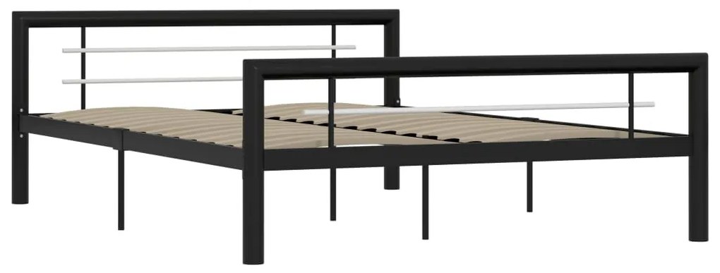 vidaXL Rám postele černobílý kov 120 x 200 cm