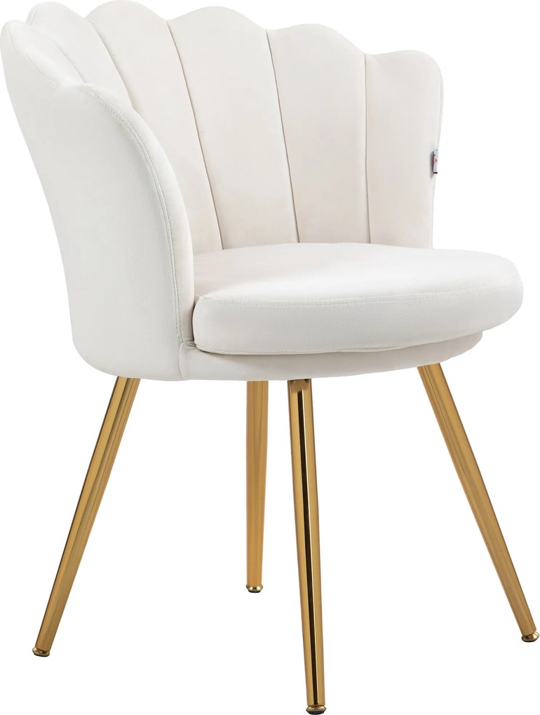 HOMCOM Křeslo typu Shell, Sametové, Toaletní Křeslo, Lounge Křeslo se Zlatými Kovovými Nohami pro Obývací Pokoj, Ložnici a Jídelnu, 67Š x 64H x 77V c…