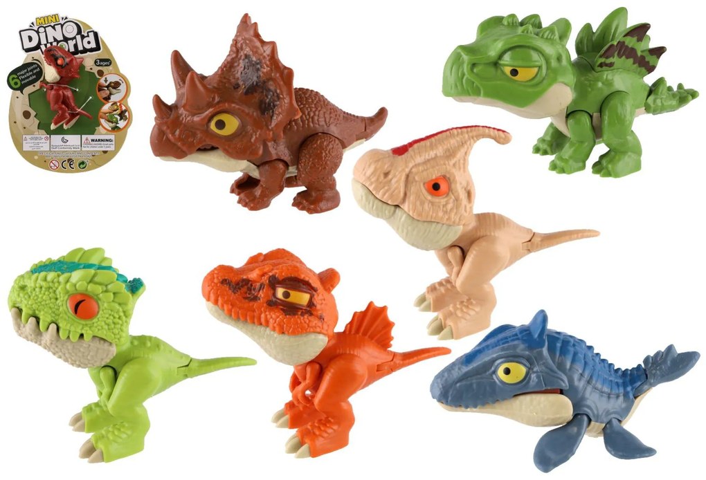 Dinosaurus kousací plast 8cm mix druhů na kartě 13x16x4 cm (1 ks)