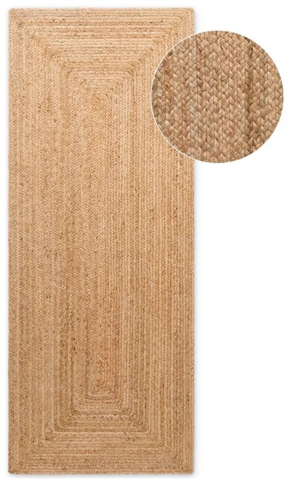 Oboustranný/ručně tkaný jutový běhoun v přírodní barvě 80x200 cm Juno – Hanse Home