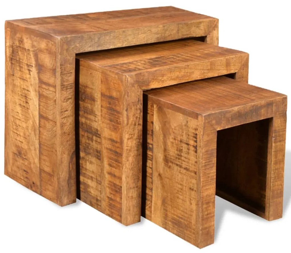 241130 vidaXL Sada 3 vintage stohovatelných stolků z mangovníkového dřeva
