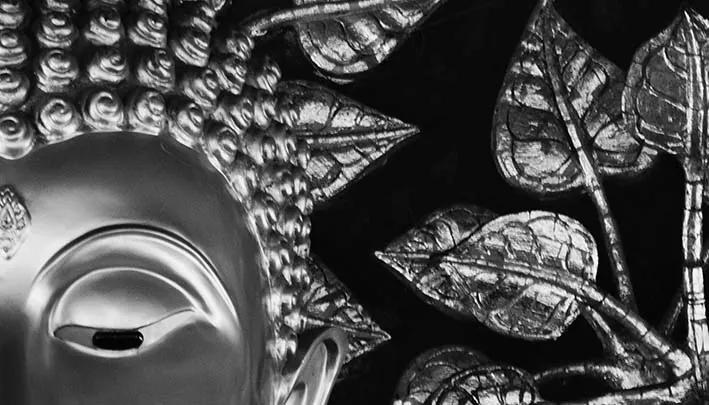 Malvis ® Obraz Buddha kovově šedý Velikost: 90x60 cm