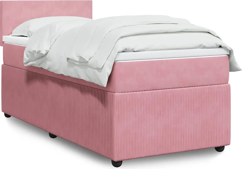 Box spring postel s matrací růžová 100x200 cm samet 3289961