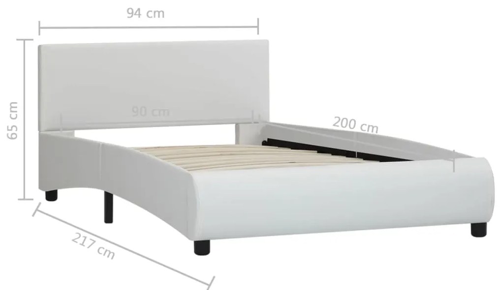 vidaXL Marketos Rám postele s LED světlem bílý umělá kůže 90 x 200 cm