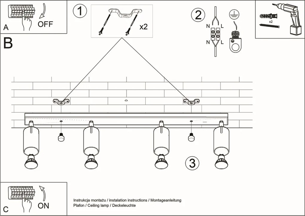 Sollux Lighting Stropní svítidlo RING 4L černé