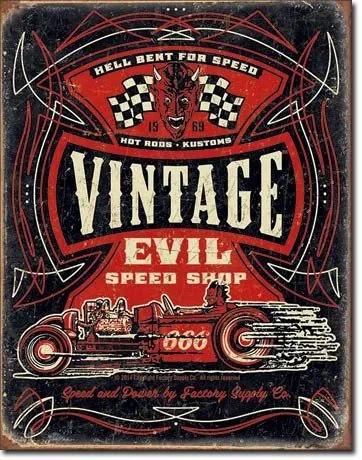 Plechová cedule: Vintage Evil Speed Shop - 40x30 cm
