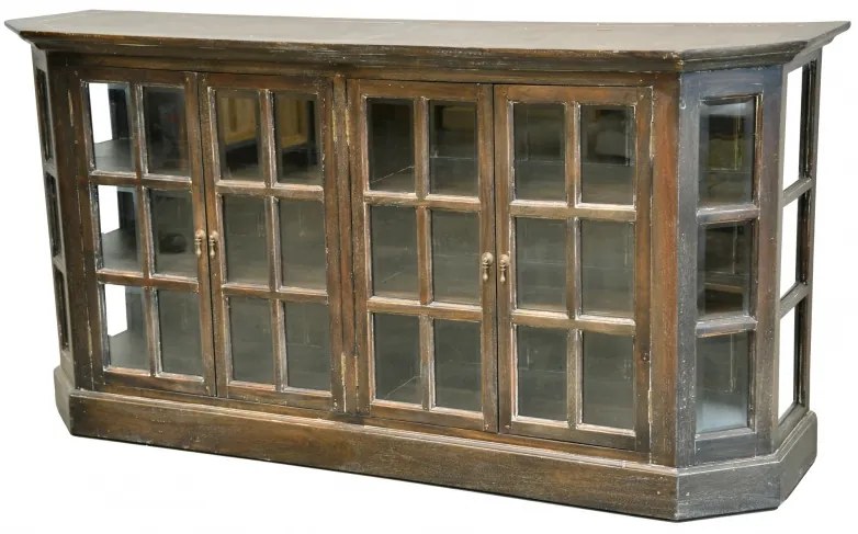 Bramble Furniture Prosklená skříňka Cape Cod, šedá patina