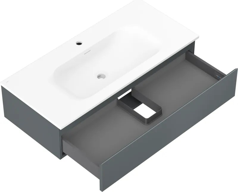 Mexen Orio, koupelnová skříňka 100 cm s umyvadlem Vela, 1 zásuvka, grafitová matná/bílá matná, 91A10-10023-1-BF66-W23M01