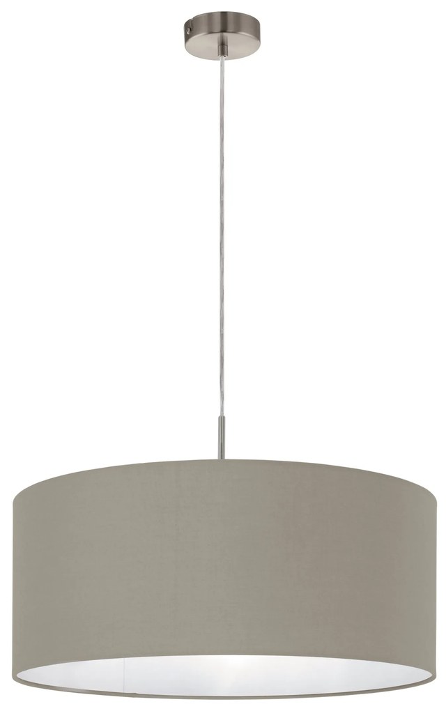 Eglo 31576 Pasteri grey + brown - Závěsný lustr textilní + Dárek LED žárovka, 1 x E27, Ø 53cm