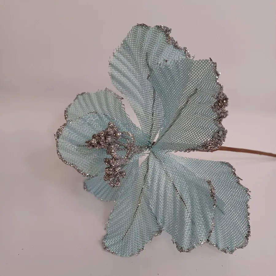 Dekorace umělý květ modrý 20,5 × 17 cm, látka