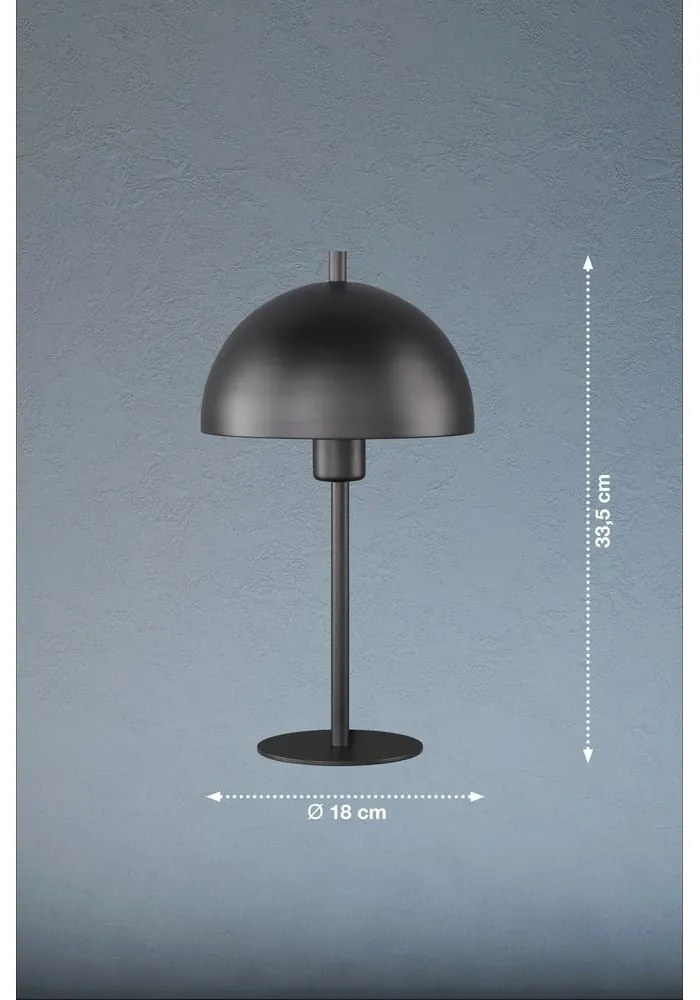 Černá stolní lampa s kovovým stínidlem (výška 33,5 cm) Kia – Fischer &amp; Honsel