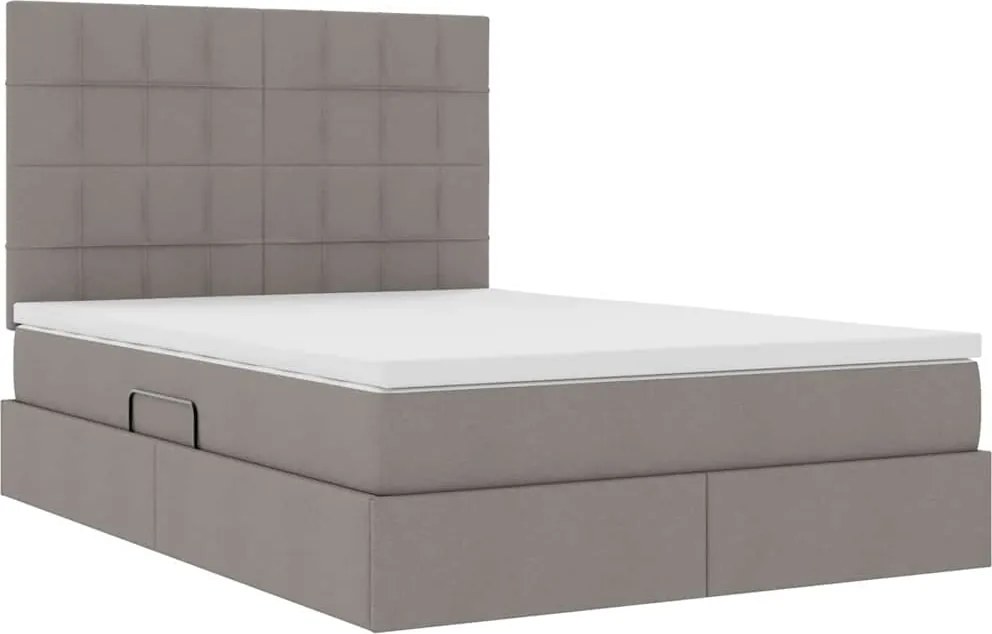 Postel s úložným prostorem a matrací Taupe 140 x 200 cm textil 3371787