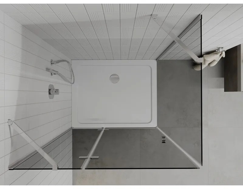 Mexen Roma sprchový kout s otočnými dveřmi 70 x 90 cm, Grafitově černá, Chromovaná + sprchová vanička Flat, Bílá - 854-070-090-0