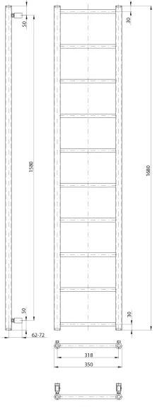 Sapho - Koupelnový radiátor DINA 334W 35x168 cm matná černá