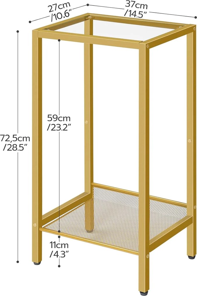 Odkládací stolek Vasagle Lamosa 37 cm čirý/zlatý