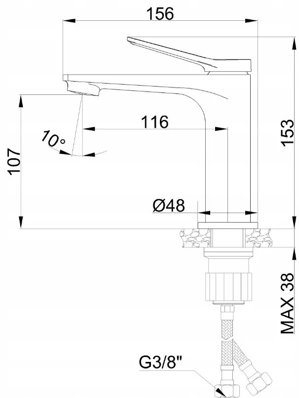 Invena Alonia, umyvadlová baterie h-153, zlatá matná, INV-BU-70-009-V