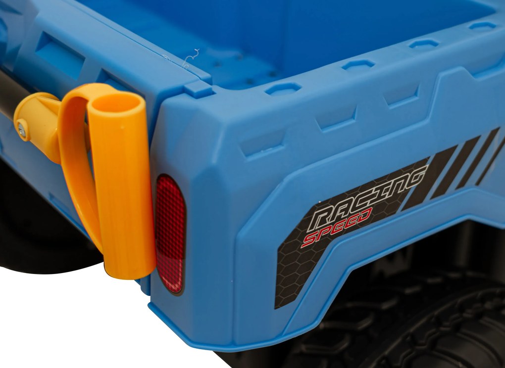 Ramiz Dětské auto Pick-Up Speed 900 modré + pohon 4x4 + pohyblivá korba + zavazadlový prostor + dálkové ovládání + lopatka + LED a zvuky