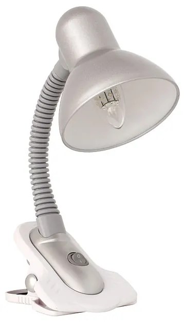 Stolní lampa s klipem Kanlux Suzi 07152 stříbrná