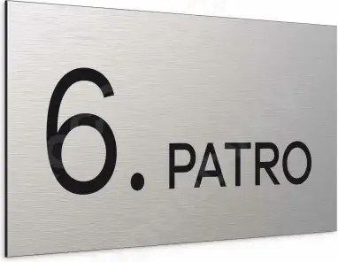 ACCEPT Označení podlaží "6. PATRO" - stříbrná tabulka - černý popis
