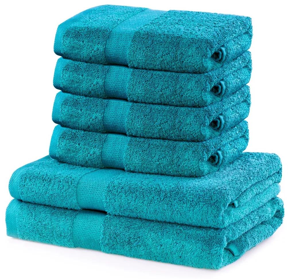Sada 2 osušek a 4 ručníků DecoKing Ginna modré, velikost 2*70x140+4*50x100