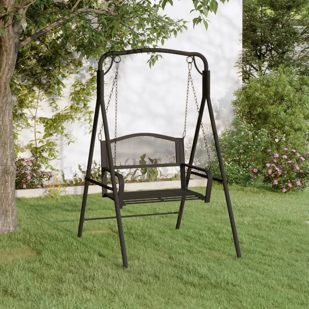Zahradní houpačka 124 cm černá ocel 318832