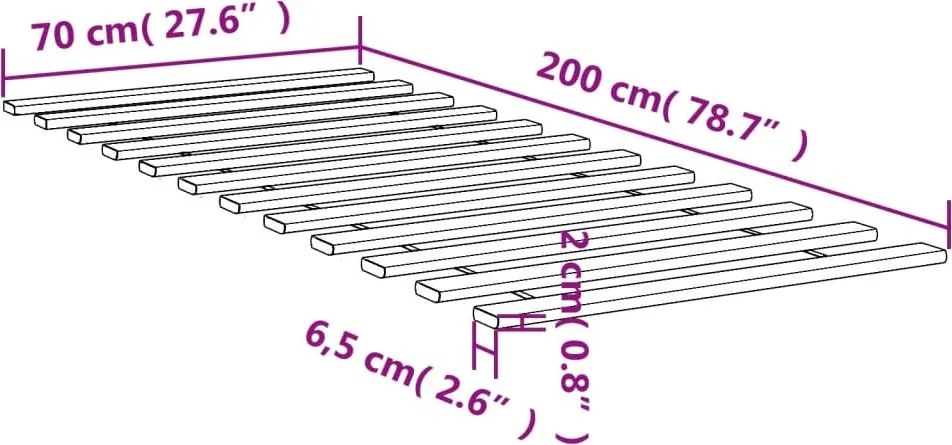 vidaXL Lamelový rošt 70 x 200 cm masivní borové dřevo [377303]