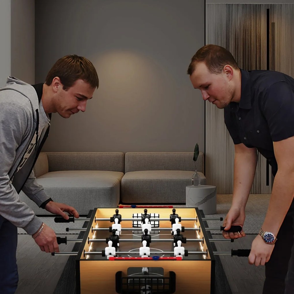 Costway Stolní fotbal vč. 2 fotbalové míče a LED světelný fotbalový stůl