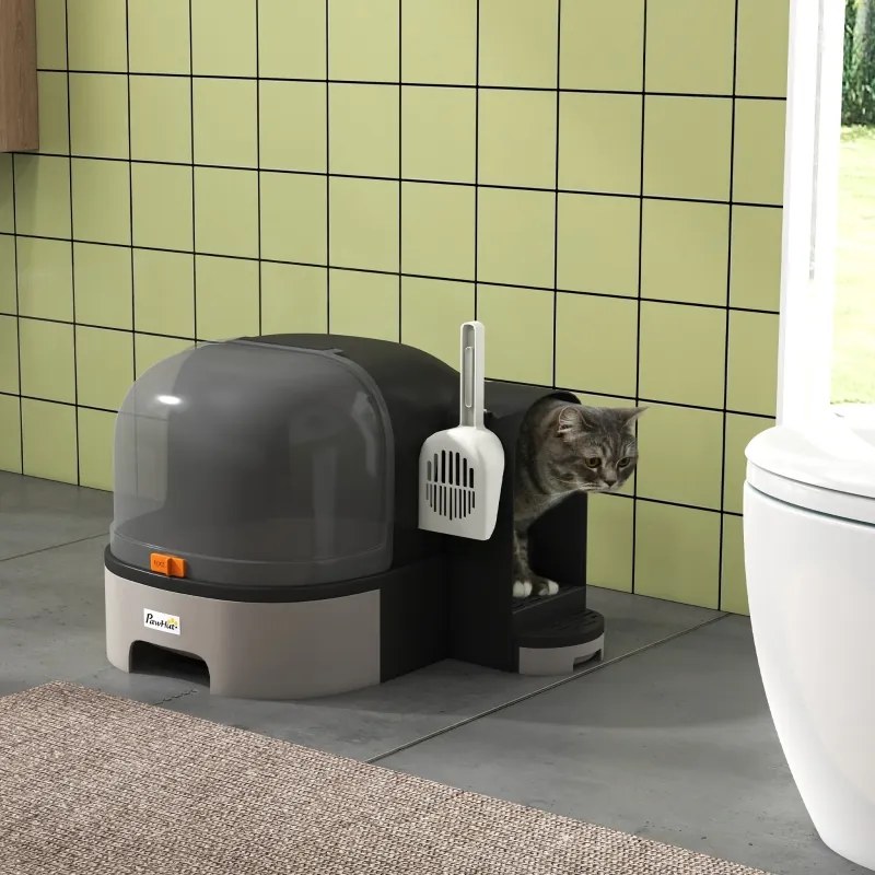 PEPU Toaleta pro kočky , 2 výsuvné zásobníky, 1 lopatka, zásobník na stelivo