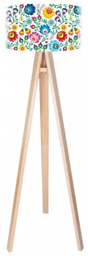 Timberlight Stojací lampa Flower Folk + bílý vnitřek + dřevěné nohy