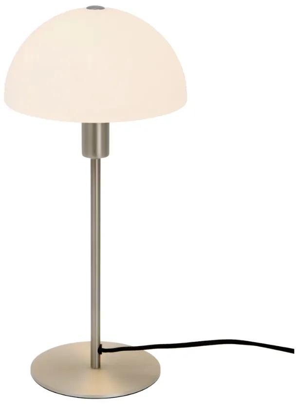Nordlux Opálově bílá skleněná stolní lampa Ellen se stříbrnou podstavou