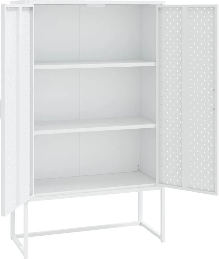 Komoda bílá 80 x 35 x 135 cm ocel 335875