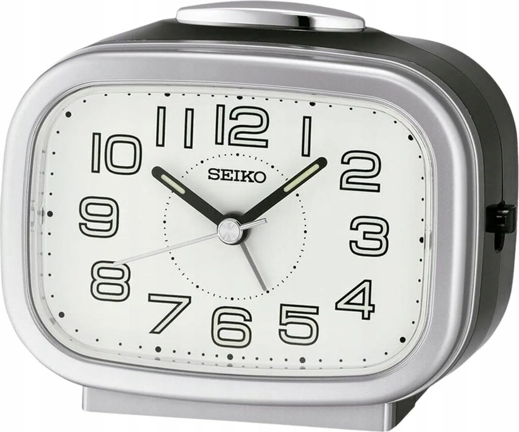 Černý Budík Seiko QHK060S Hlasitý Alarm Tichý Mechanismus Odloženého Buzení