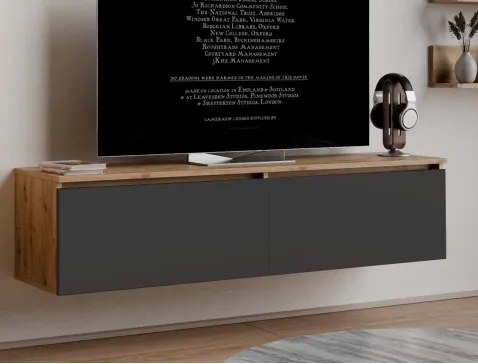Závěsná TV skříňka Asko Living, 135 cm, dub artisan/antracit