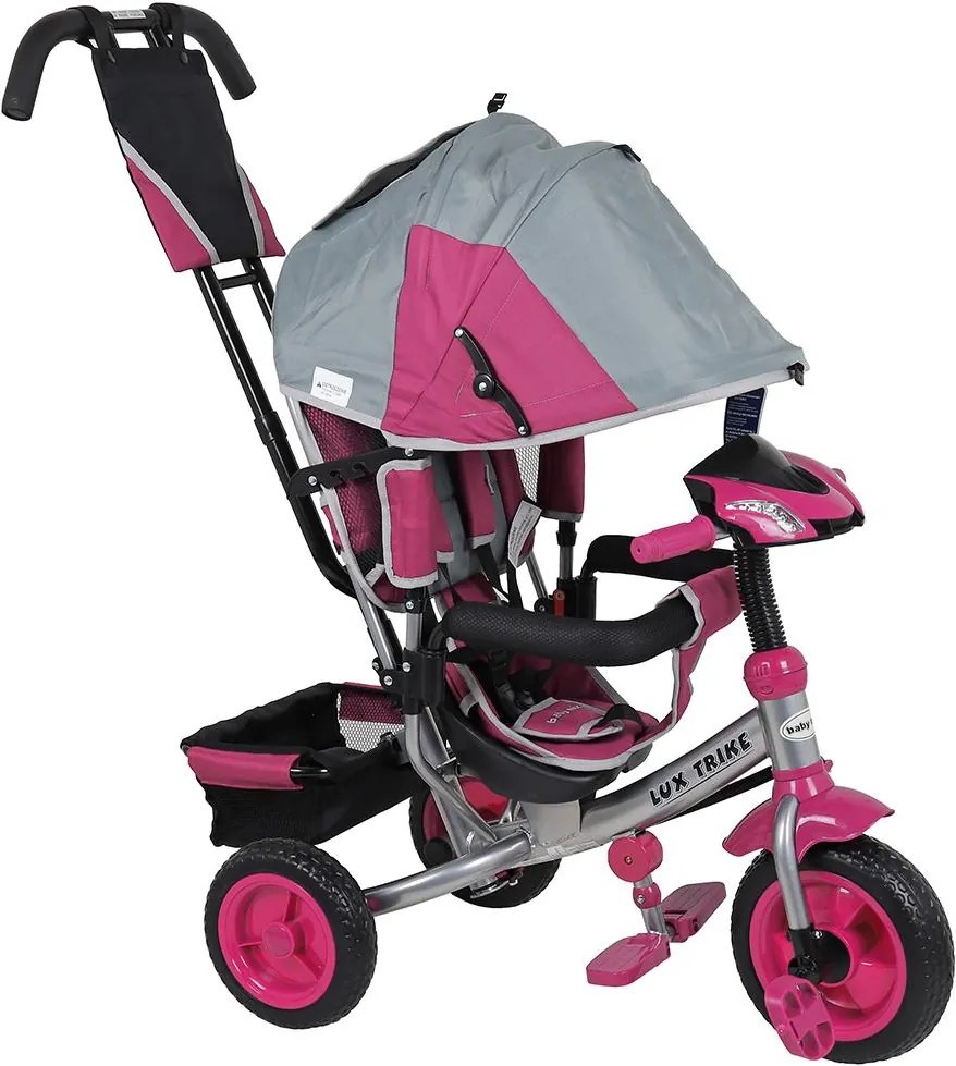 Dětská tříkolka s LED světly Baby Mix Lux Trike šedo-růžová