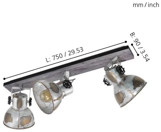 Eglo 49652 - Bodové svítidlo BARNSTAPLE 3xE27/40W/230V