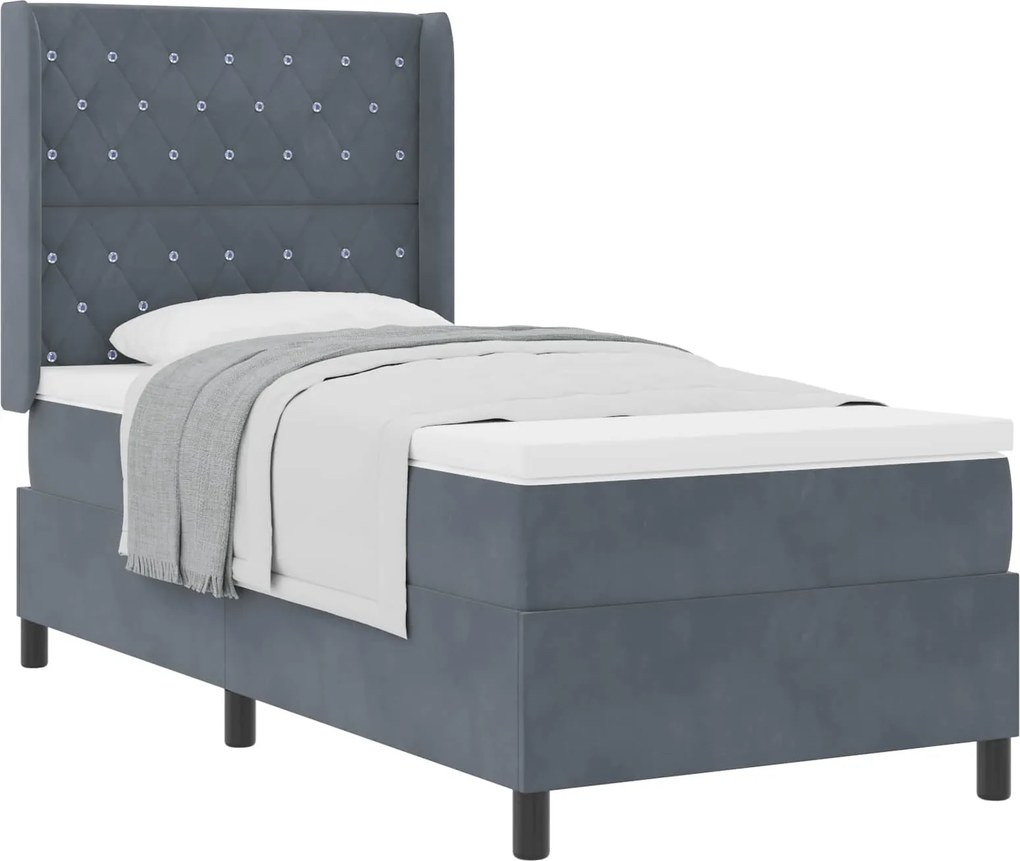 Postel s boxspringem s matrací Tmavě šedá 90 x 200 cm samet 3341937