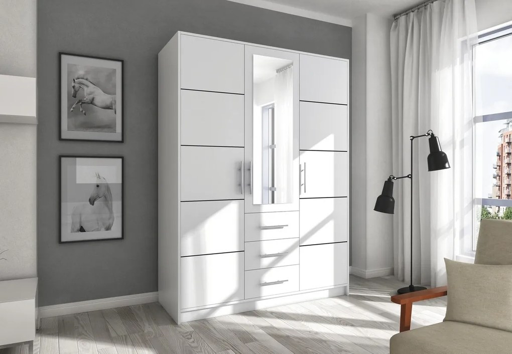 STO Šatní skříň BALI D3 147 cm Barva dřeva: Bílá