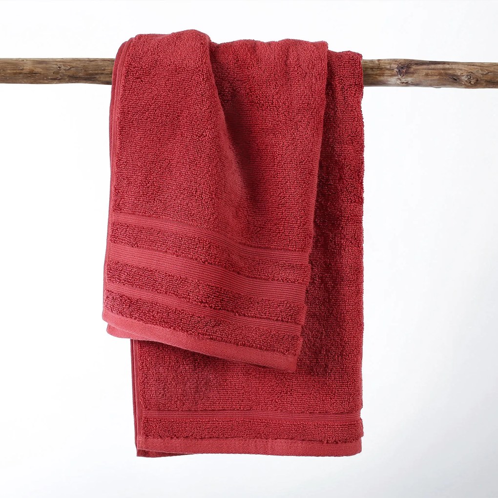 Goldea hebký ručník z organické bavlny - červený 70 x 140 cm
